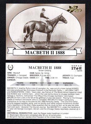 Macbeth II 1888 Kentucky Derby Winner 1990 Horse Star Cards Gold Foil ...