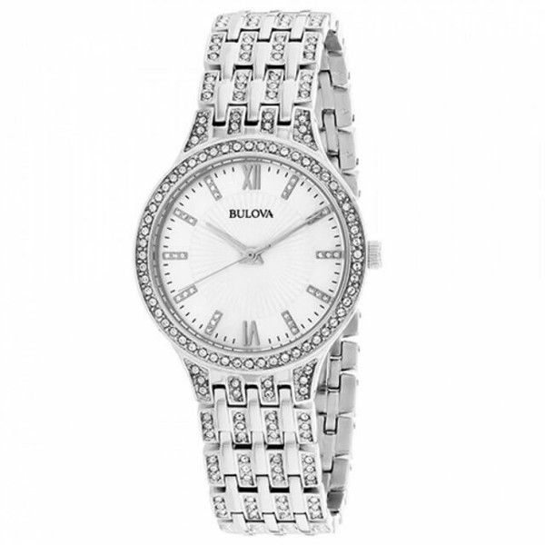 Bulova Mother of Pearl Dial Swarovski Accent 32mm Silver Stainless ...