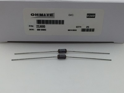 (5 pcs) 22J600 Ohmite, 2 Watt 600 Ohm 5%, Wirewound (Vitreous Enamel ...