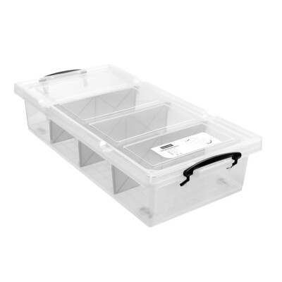 3 x Boxsweden 4 Section Storage Container 76x38x16cm Plastic Organiser ...