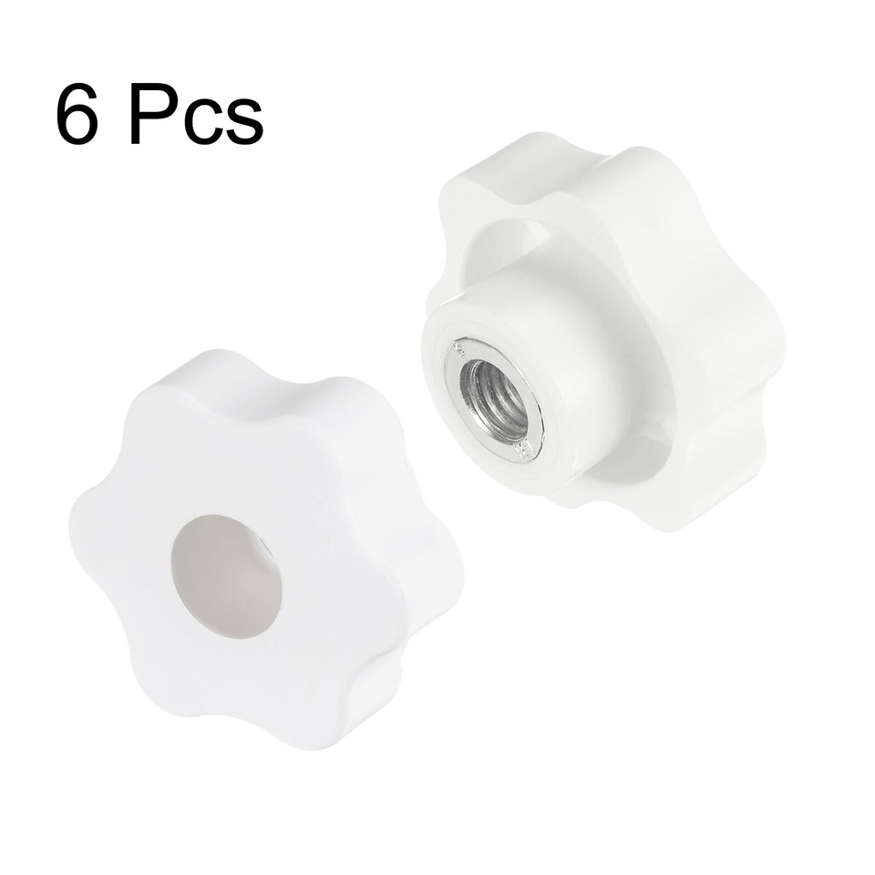 6pcs Star Knobs M10 Thread 48mm Head Through Hole Metal Insert Knob ...
