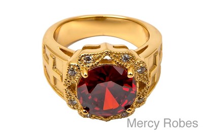 Womens Apostle Clergy Ring, Simulated Red Stone, Side Cross (SUBS525 R ...