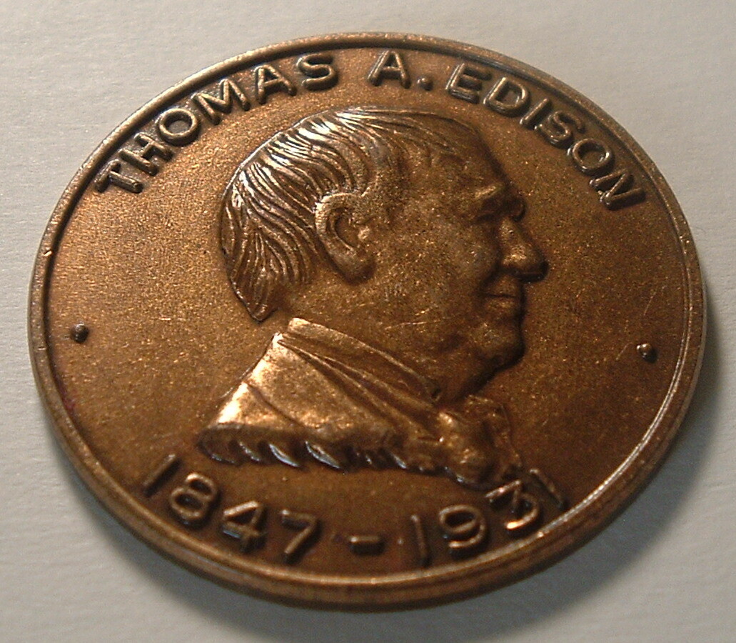 Thomas Edison 1931 Pageant of Light Ft Myers Florida Bronze Token 32mm ...