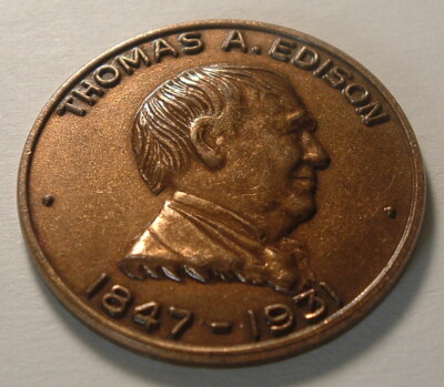 Thomas Edison 1931 Pageant of Light Ft Myers Florida Bronze Token 32mm ...