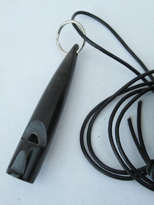 BUFFALO HORN GUN DOG WHISTLE WITH BLACK LEATHER LANYARD FOR OBEDIENCE ...