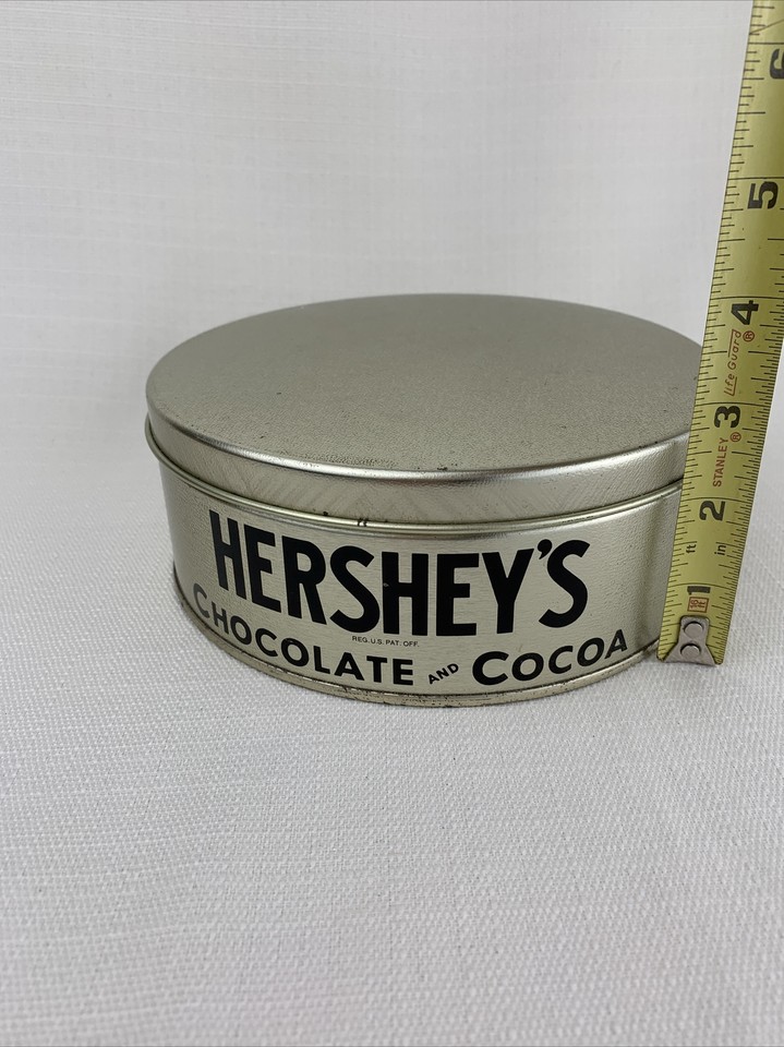 Vintage Original Hershey's Chocolate & Cocoa Large Round Tin Silver 7 ...