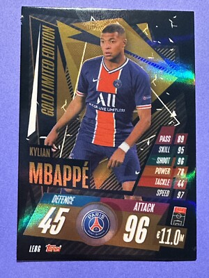 2020-21 Topps Match Attax UCL RARE Limited Edition Gold Kylian Mbappe # ...