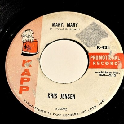 Kris Jensen Mary, Mary Kapp 7" 45 RPM VG+ Promo US 1962 Rock Rare | eBay