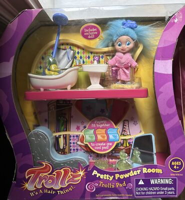 Trollz Pad It's A Hair Thing Pretty Powder Room Playset NEW doll 2004 ...
