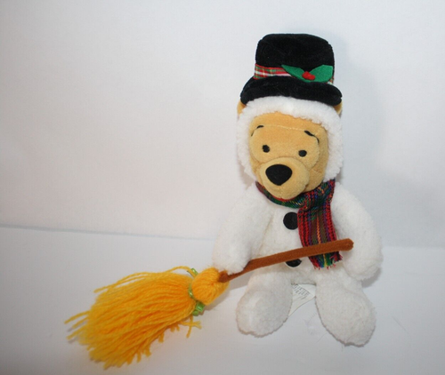 Disney Snowman Pooh Plush Beanie Wearing Snowman Suit Top Hat W/Broom 8 ...