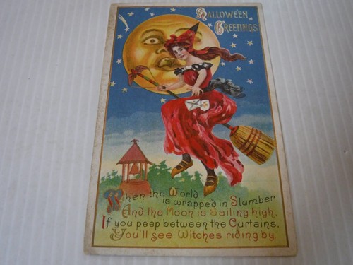 ANTIQUE UNKNOWN PUBL HALLOWEEN POSTCARD #116 EMBOSSED UNPOSTED (lovely ...