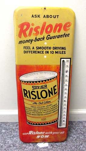 VINTAGE ADVERTISING RISLONE OIL TIN THERMOMETER WALL STORE D-240 | eBay