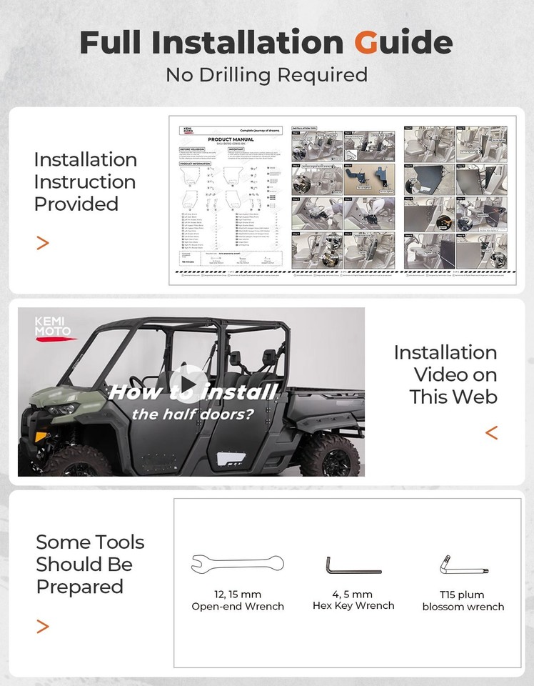 Aluminum Half Door For Can-Am Defender MAX HD7 HD8 HD9 HD10 2017-2025 ...