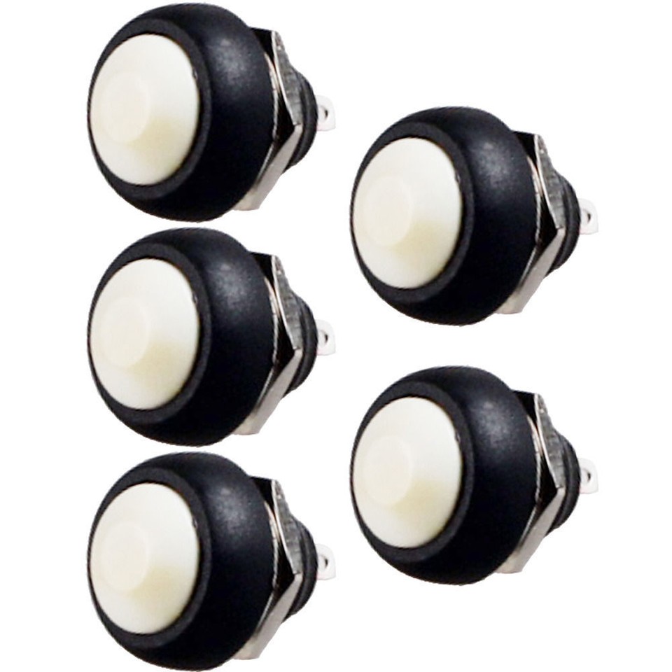 2PCS White 12mm Waterproof momentary Push button Switch Mini Round ...