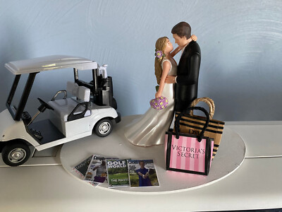 Groom Golf Bride Shopping Theme Funny Cake Topper Wedding Day Reception ...