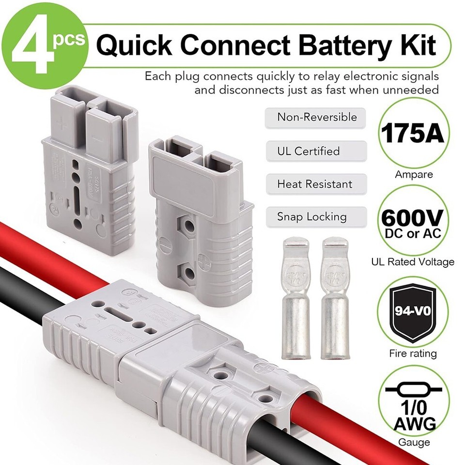 4X Battery Quick Connect Disconnect Jumper Connectors Cable Plug Winch ...