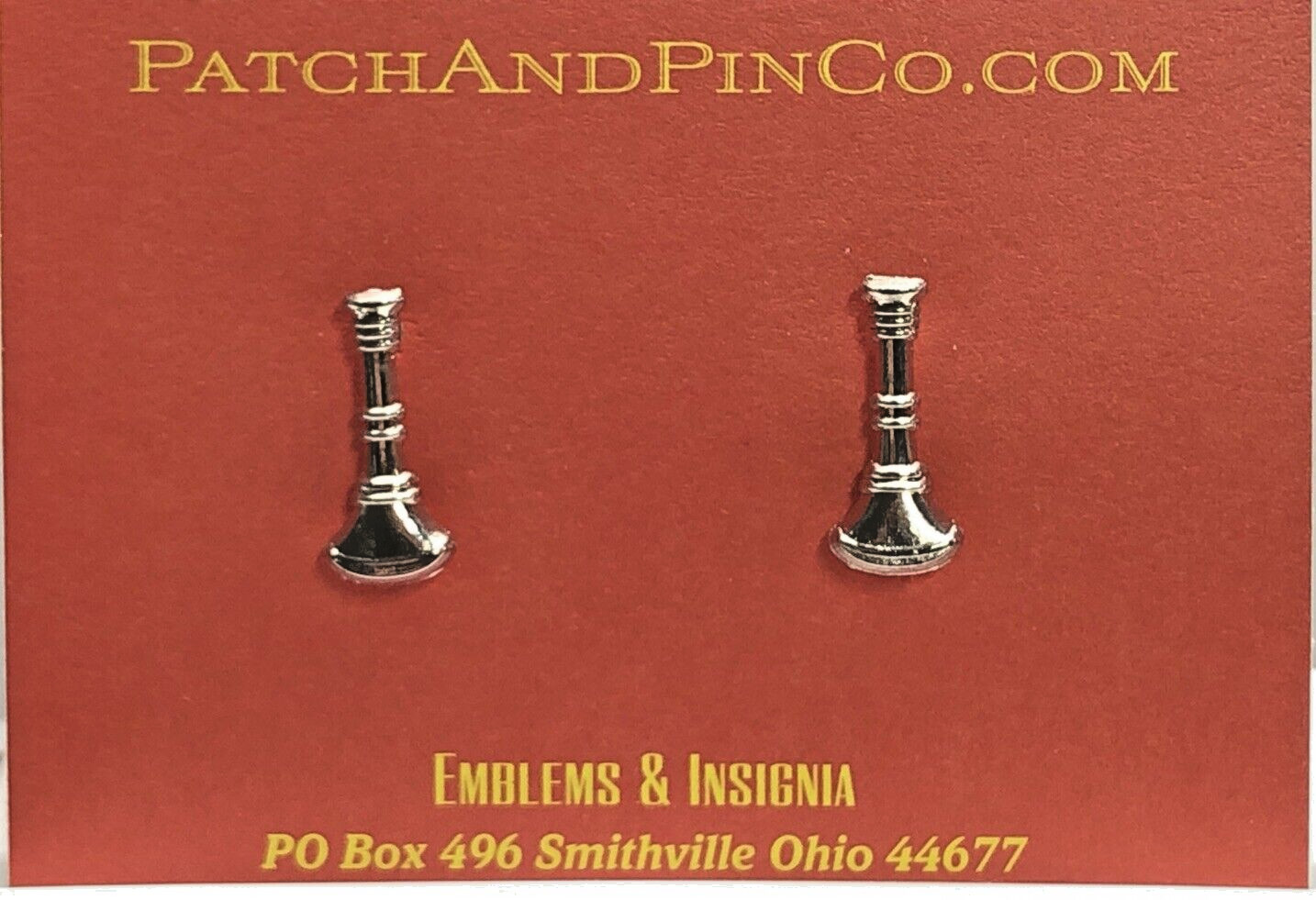 Fire Dept 1 Bugle Silver Pair Collar Pins Rank Insignia Lieutenant FD ...