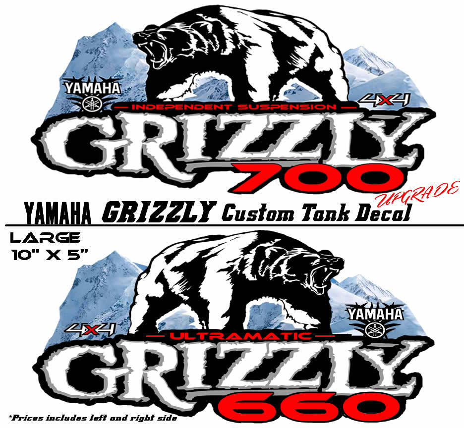 Yamaha Grizzly OEM ATV Tank Decal Graphic Sticker Kit 350 450 550 600 ...