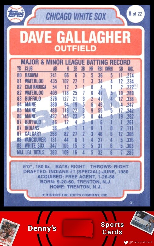 1989 Topps Bazooka #8 Dave Gallagher Chicago White Sox Baseball Card | eBay