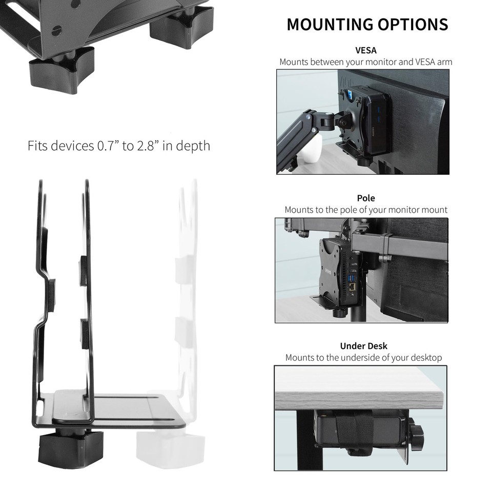 Adjustable Thin Client Mini PC Mount Bracket, CPU VESA Under Desk and ...