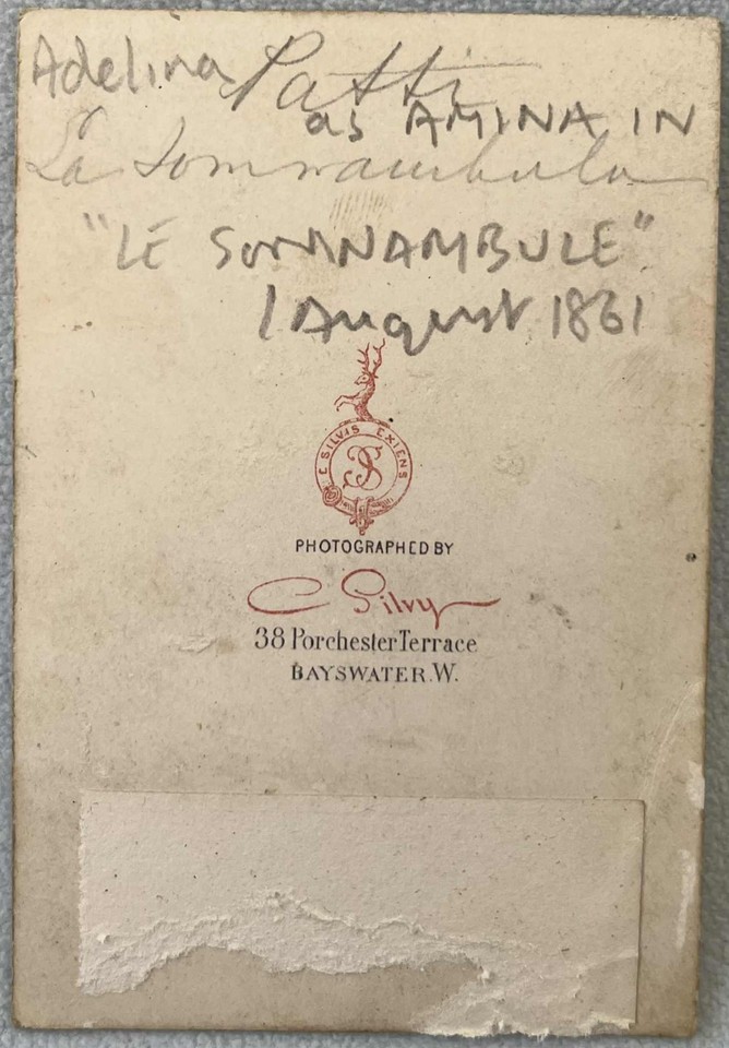 CDV ADELINA PATTI BY CAMILLE SILVY OPERA SINGER ANTIQUE PHOTO VICTORIAN ...