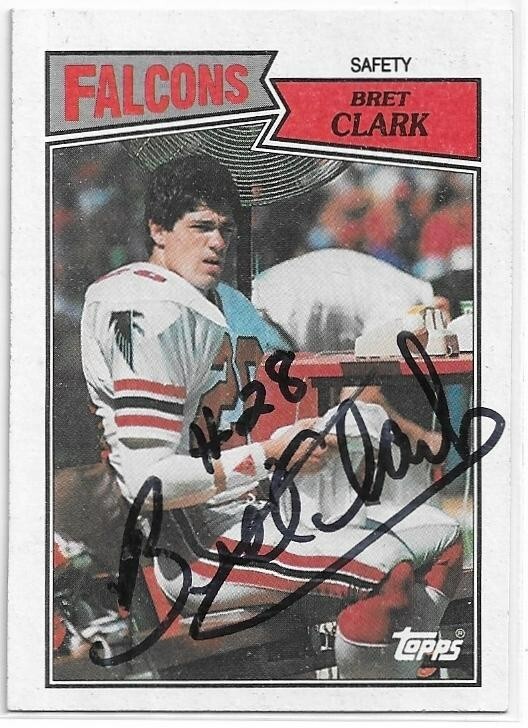 BRET CLARK Autographed Signed 1987 Topps Football card #258 Atlanta ...