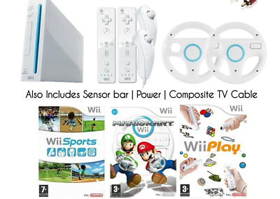 Nintendo Wii White Console Bundle with Wii Sports, Mario Kart and More ...