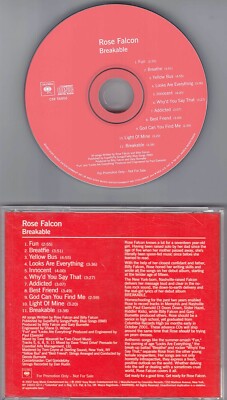 ROSE FALCON,Breakable,Rare Promo CD,Additional Tracks,2002,Columbia ...