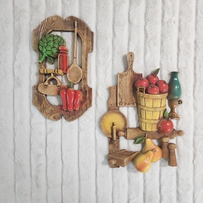 Vtg MCM 1978 Miller Studio Resin Veggie Mushroom Kitschy Kitchen Wall ...