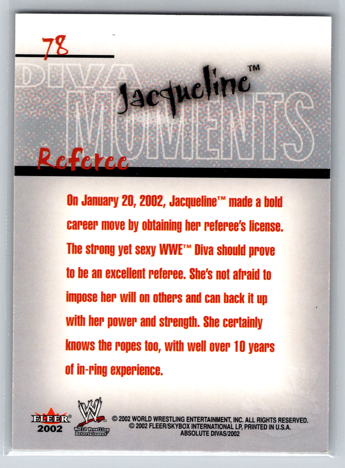Jacqueline 2002 Fleer WWE Absolute Divas Base Set Card #78 Diva Moments ...