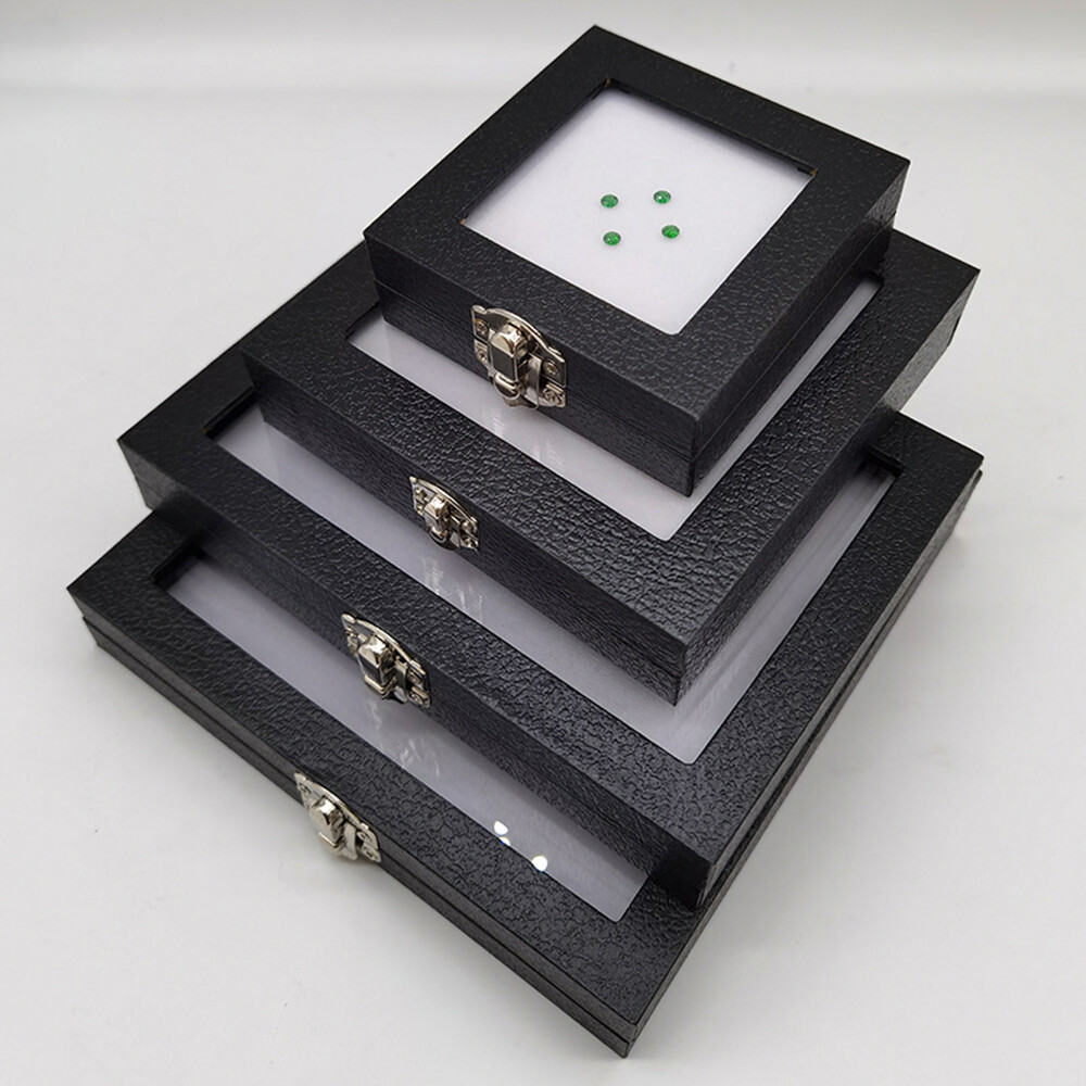 Loose Diamond Leather Storage Gem Glass Lid Gemstone Gems Display ...
