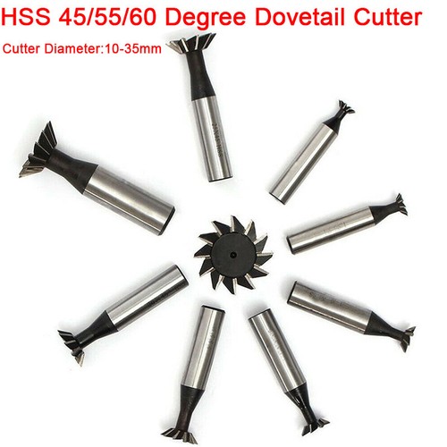 10-35mm 45/55/60 Degree HSS Straight Shank Dovetail Slot Cutter End ...
