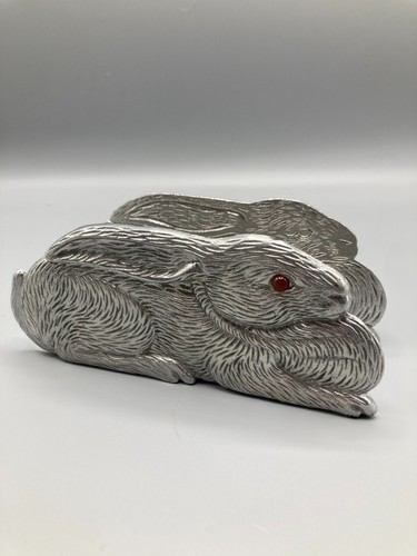 Arthur Court Rabbit Bunny Napkin Holder Aluminum Letter Desk Organizer ...