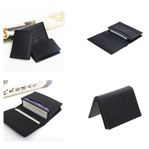 Men Black Leather Expandable Credit Card ID Business Cards Holder ...