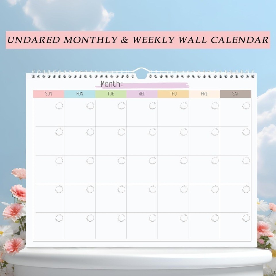 Undated Monthly Weekly Wall Calendar Planner Note Pad Organizer for ...