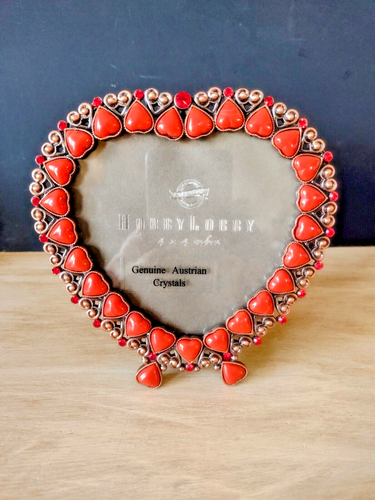 Hobby Lobby Heart Shape Picture Frame Genuine Austrian Crystals 4x4 Red ...