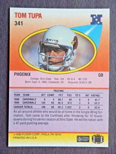 Tom Tupa #341 Fleer 1990 Football Card (Phoenix Cardinals) VG | eBay