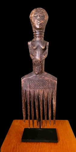 VTG Handcarved African Ashanti Prestige Comb w/ Custom Display Stand ...