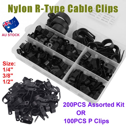 100/200pcs Nylon Plastic P Clips Clamps Fasteners Fittings For Cable ...