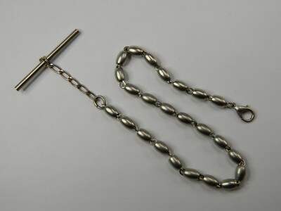 FINE BRUSHED STAINLESS STEEL POCKET WATCH CHAIN T-BAR - 13 INCHES | eBay