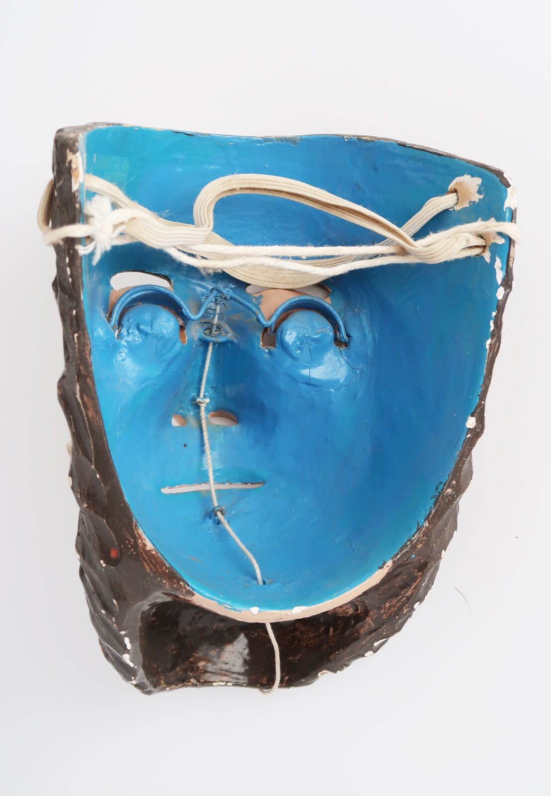 Mexican Folk Art Catrine Dandy Mask w/ Glass Eyes Moving Eyelids Gold ...