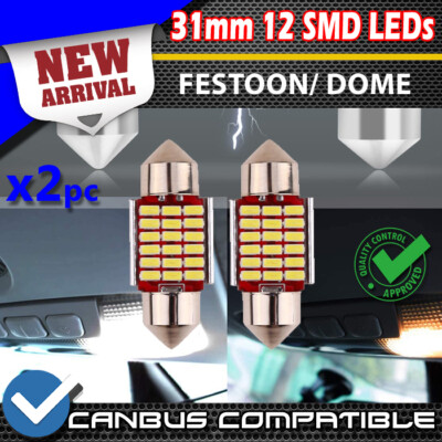 2x 10 SMD 31mm LED White Interior Light Festoon Bulbs 269 Honda Toyota ...