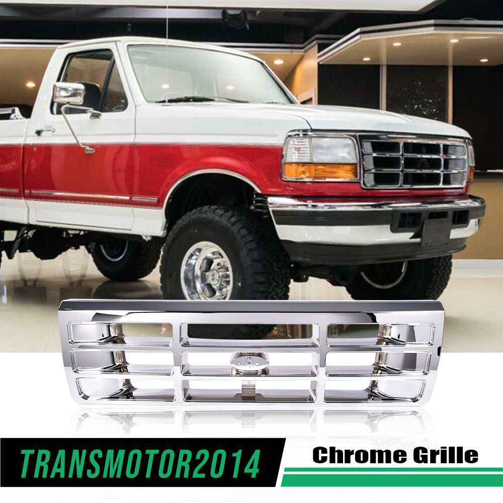 Grille Chrome + Headlights Kit Fit For 92-96 Ford F-150 / 1992-1997 F ...