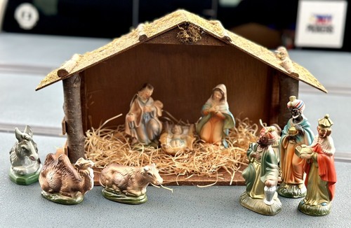 Vintage Complete Paper Mache Nativity Christmas Silent Night Set Made ...