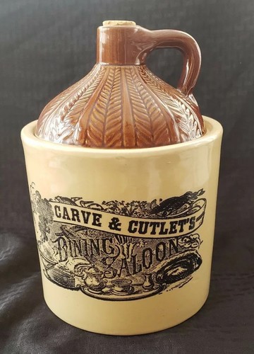 Holt Howard USA Stoneware Jug Cookie Jar Carve & Cutlet's Dining Saloon ...