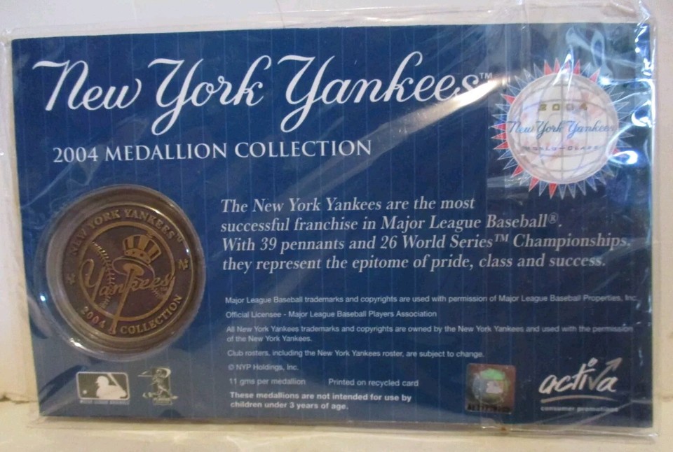 NEW YORK YANKEES NY POST SGA BASEBALL TEAM COMMEMORATIVE MEDALLION 2004 ...