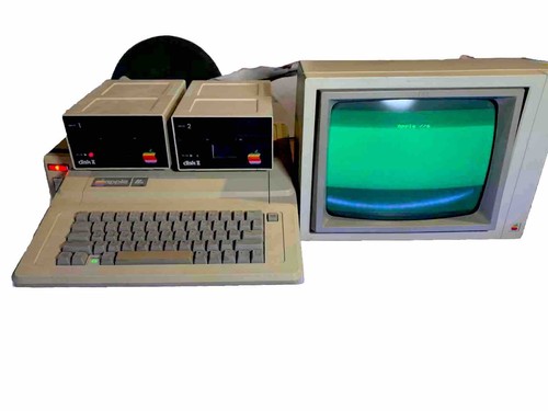 APPLE LLE COMPUTER VINTAGE - MONITOR, TWO FLOPPY DRIVES, KENSINGTON ...