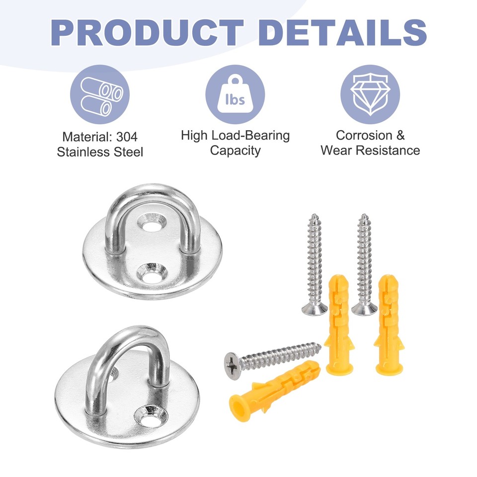 2Pcs M6 Eyelet Bracket Set Circular Hook Plate and Hook, Silver | eBay ...