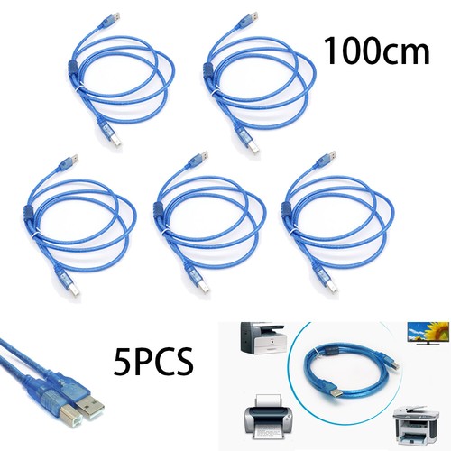 5PC Blue 3FT USB 2.0 A Male to B Male Flat Printer Cable Cord 100cm ...