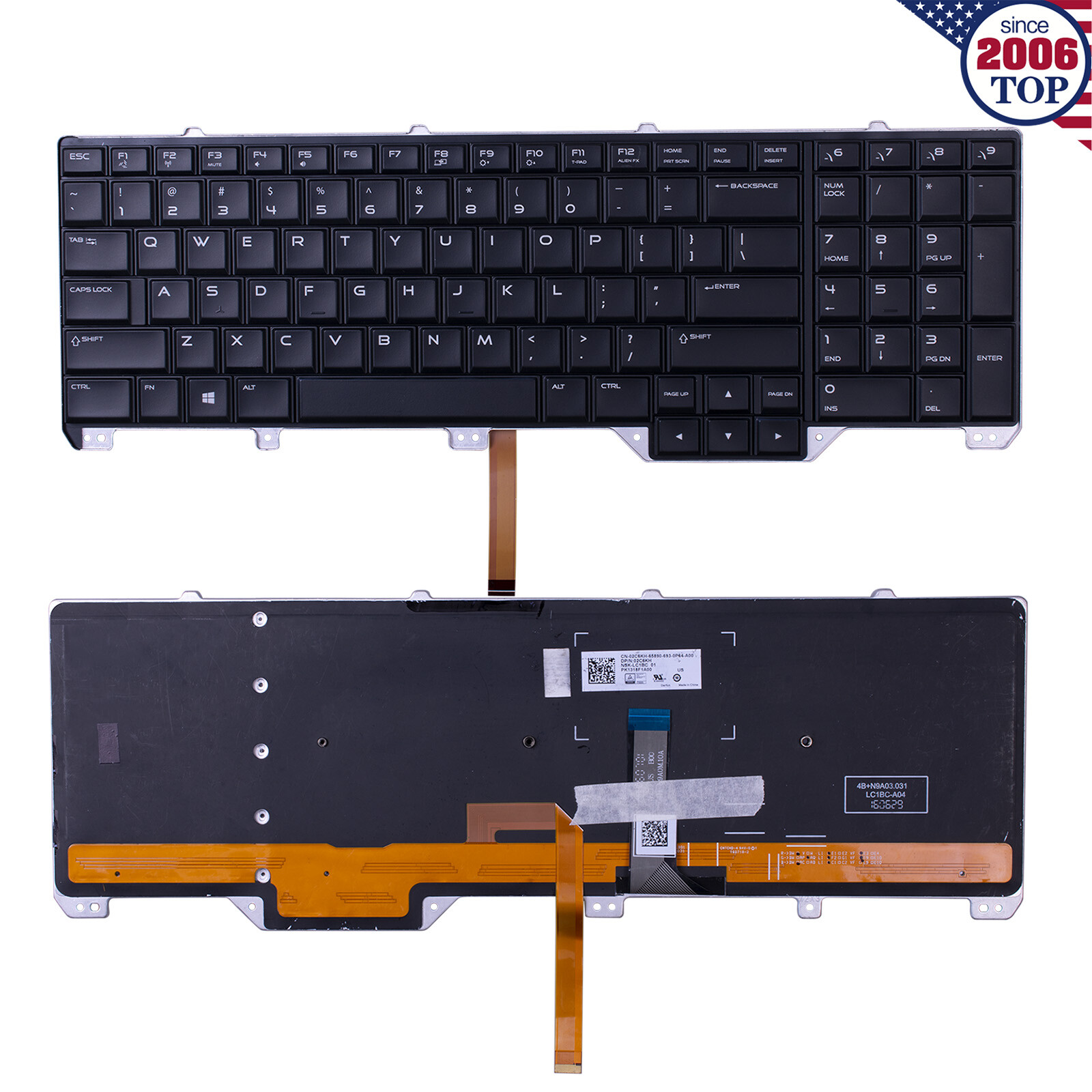 Original US Keyboard with Backlit for Dell Alienware 17 R1 R2 R3 2C6KH ...